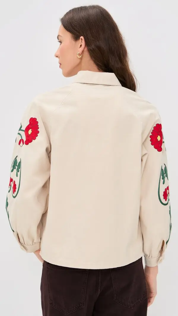 The Great. X Stetson The Western Embroidered Commodore Jacket - Cream