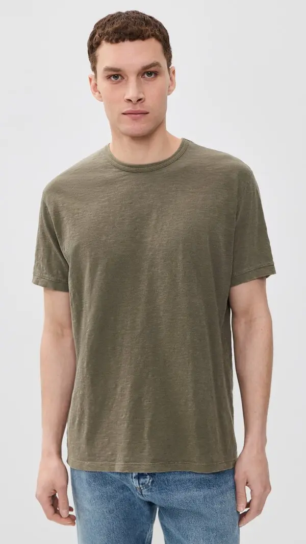 ALEX MILL Slub Tee - Olive Grey
