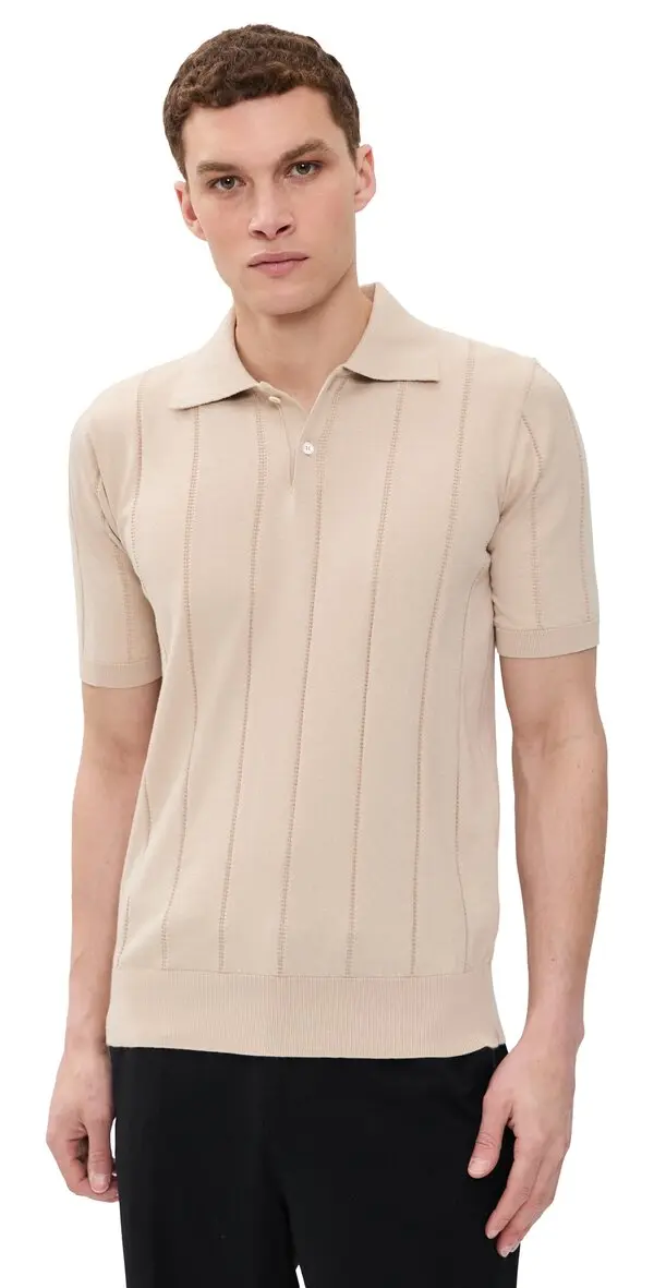 FAR AFIELD Jacobs Knitted Polo - Sand