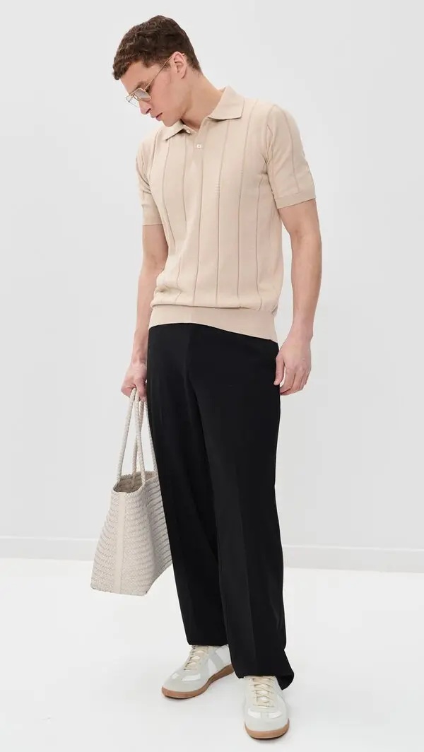 FAR AFIELD Jacobs Knitted Polo - Sand