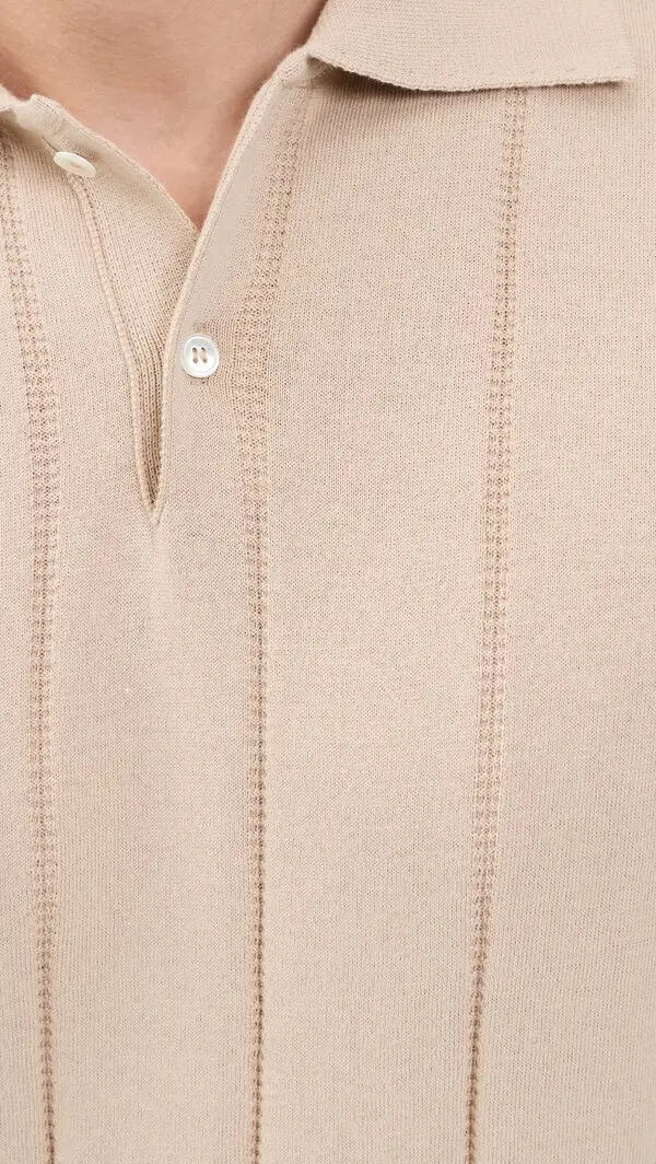 FAR AFIELD Jacobs Knitted Polo - Sand