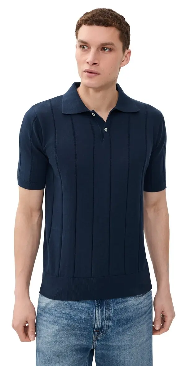 FAR AFIELD Jacobs Knitted Polo - Navy