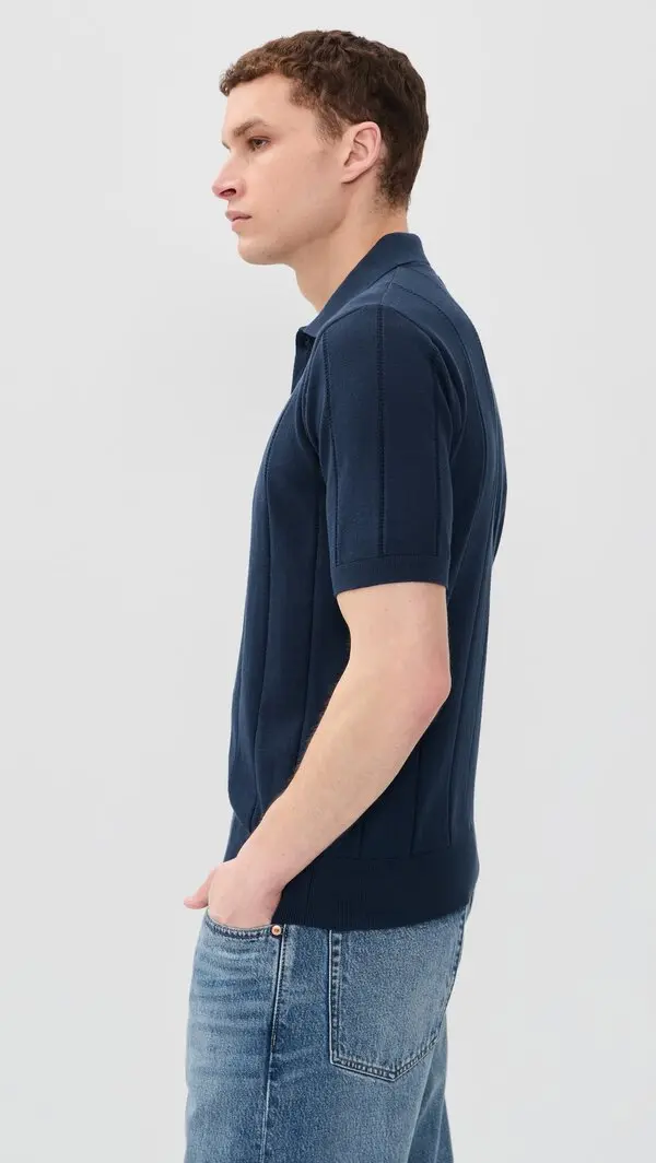 FAR AFIELD Jacobs Knitted Polo - Navy