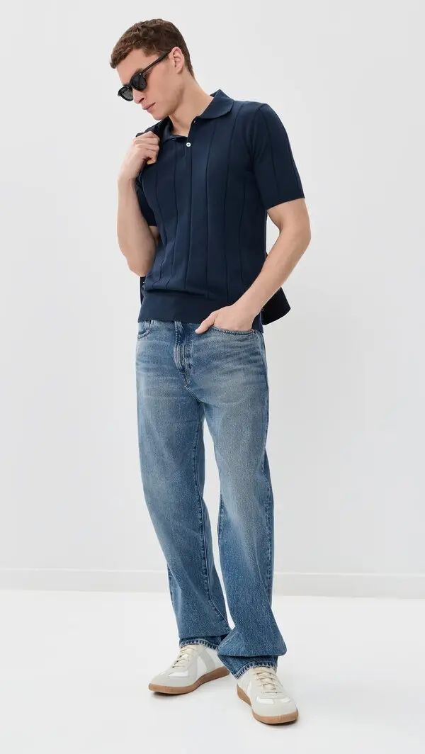 FAR AFIELD Jacobs Knitted Polo - Navy