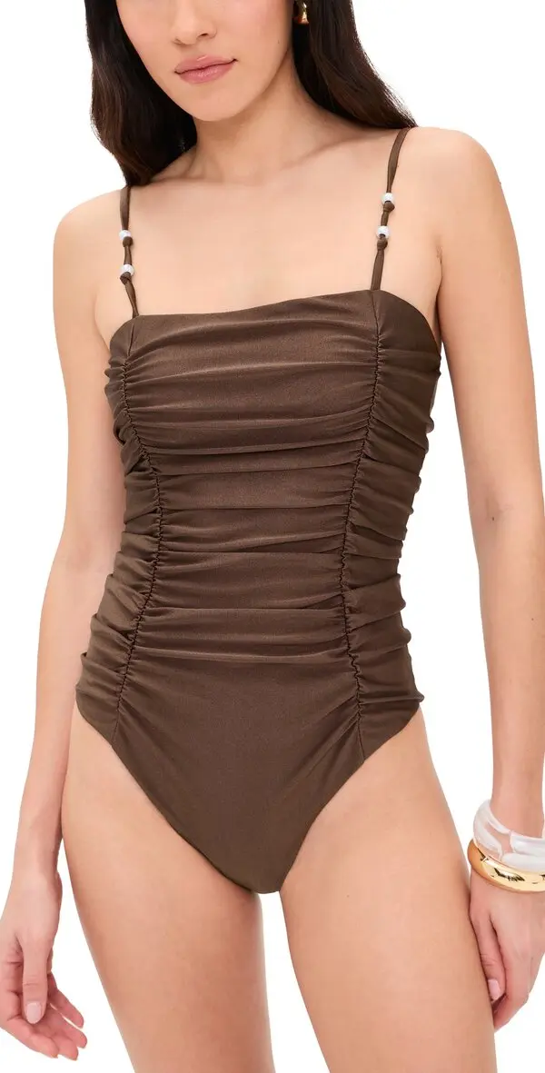 Minkpink Sienna Ruched One Piece Swimsuit - Chocolate
