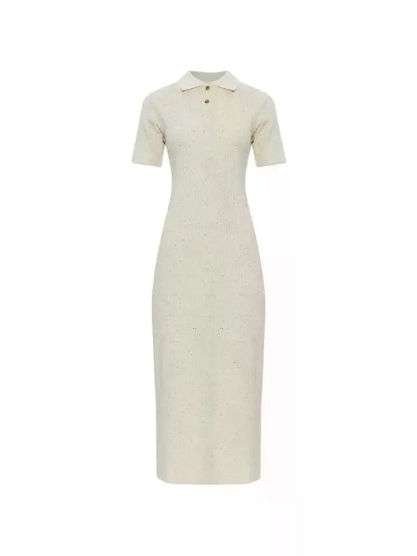 SAMSOE SAMSOE Button Ribbed Dress - Neutrals