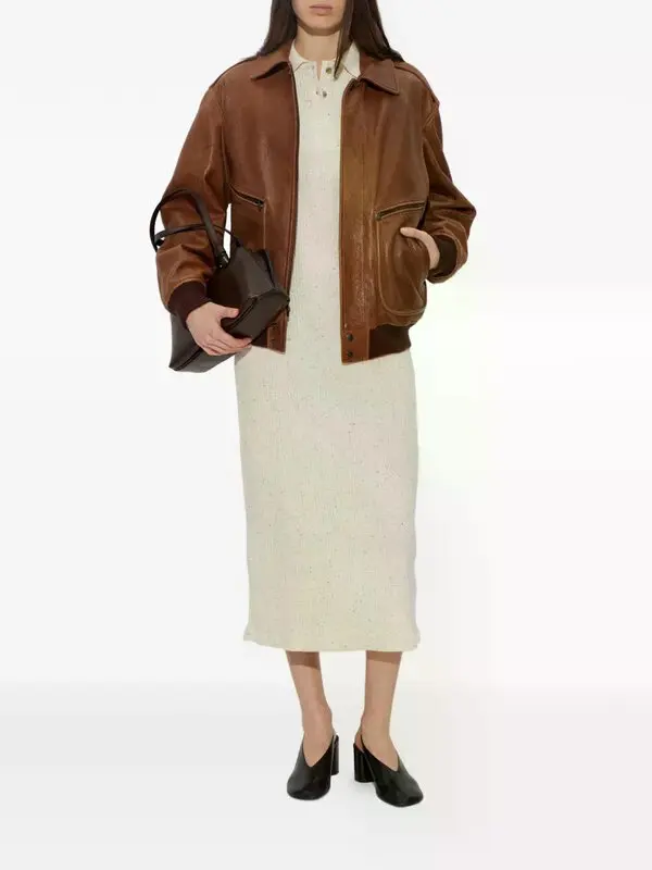 SAMSOE SAMSOE Button Ribbed Dress - Neutrals