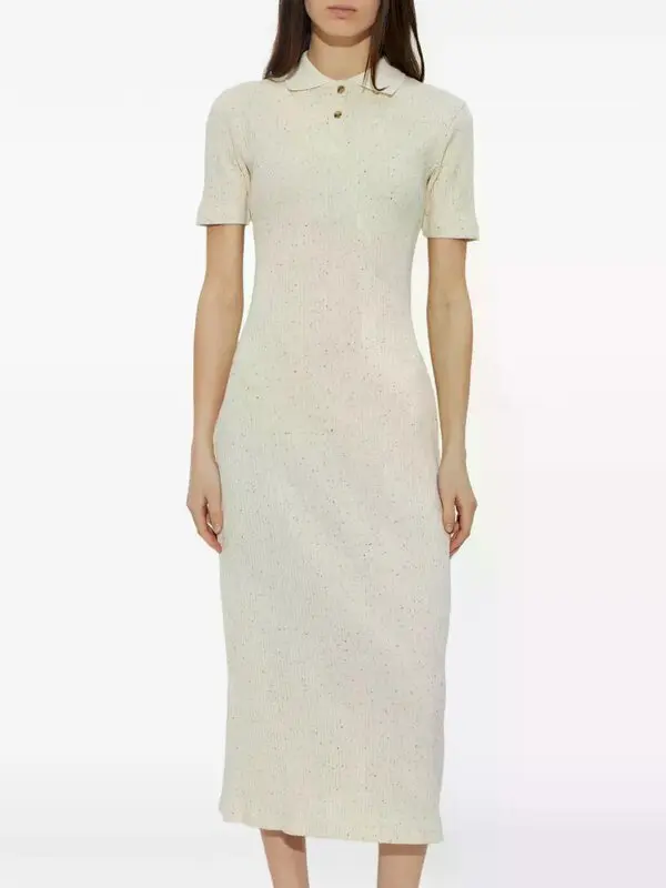 SAMSOE SAMSOE Button Ribbed Dress - Neutrals