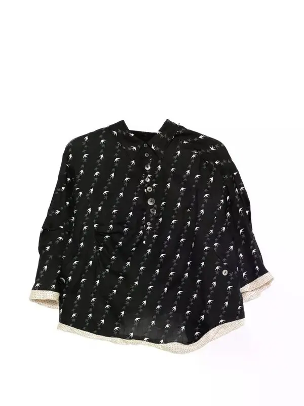Undercover Bird Print Cropped Blouse