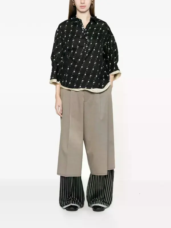 Undercover Bird Print Cropped Blouse