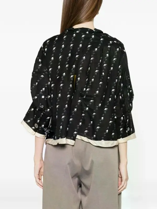Undercover Bird Print Cropped Blouse