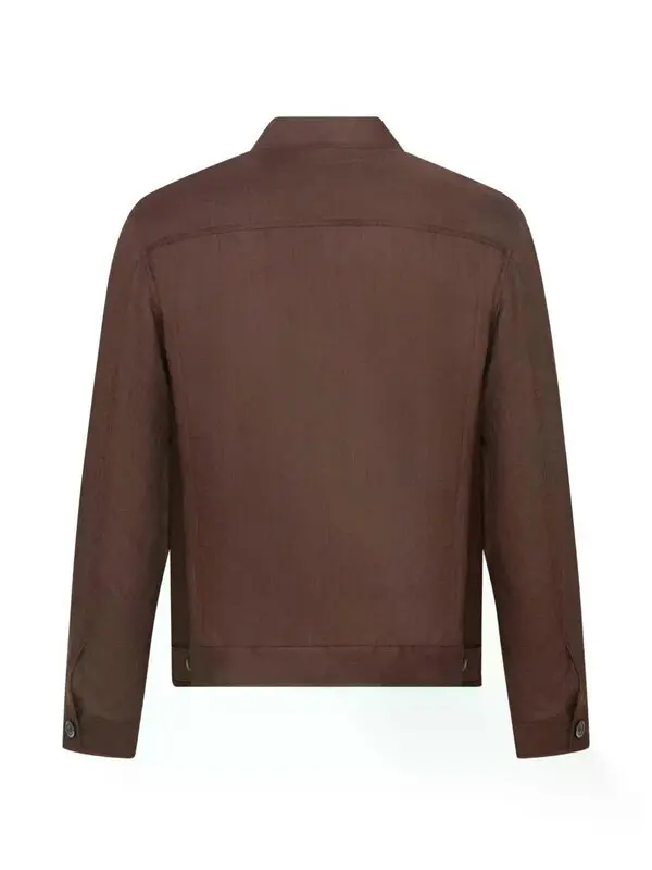 FRANZESE COLLECTION Flap-pockets Linen Jacket - Brown