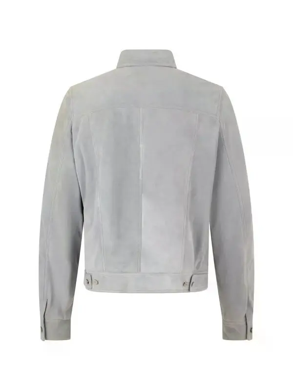 MOORER Zip-up Leather Jacket - Grey