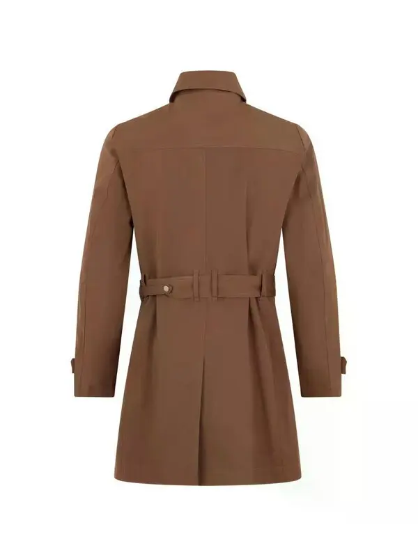 MOORER Belted Double-breasted Trench Coat - Brown