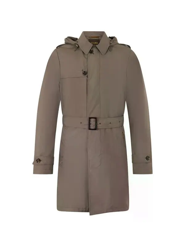 MOORER Hooded Belted Trench Coat - Neutrals