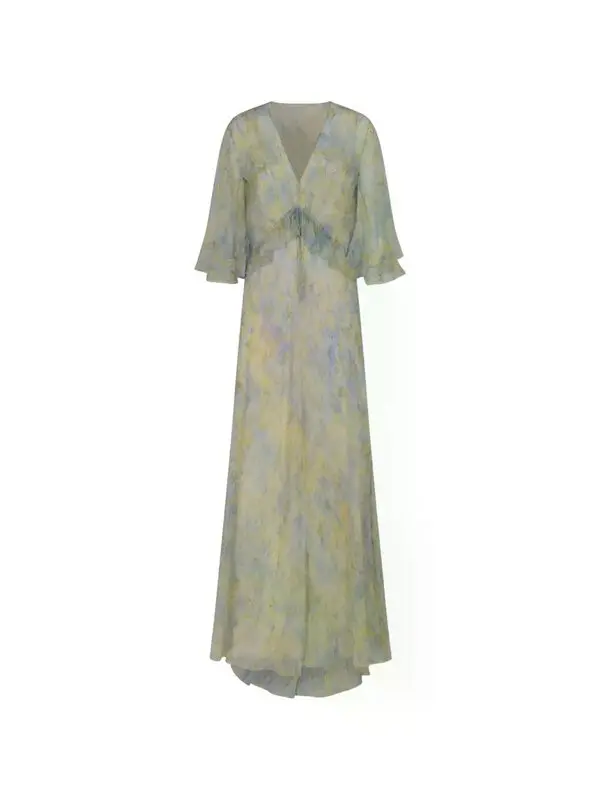 Alberta Ferretti Floral-print Dress With Ruffle Detailing - Yellow