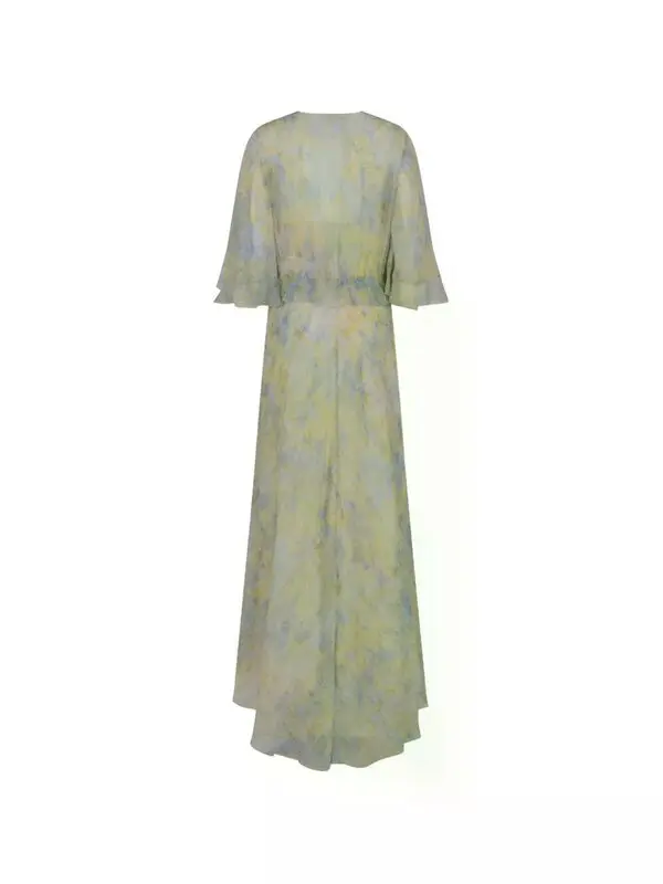 Alberta Ferretti Floral-print Dress With Ruffle Detailing - Yellow