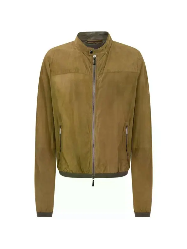 MOORER Leather Zip Jacket - Green