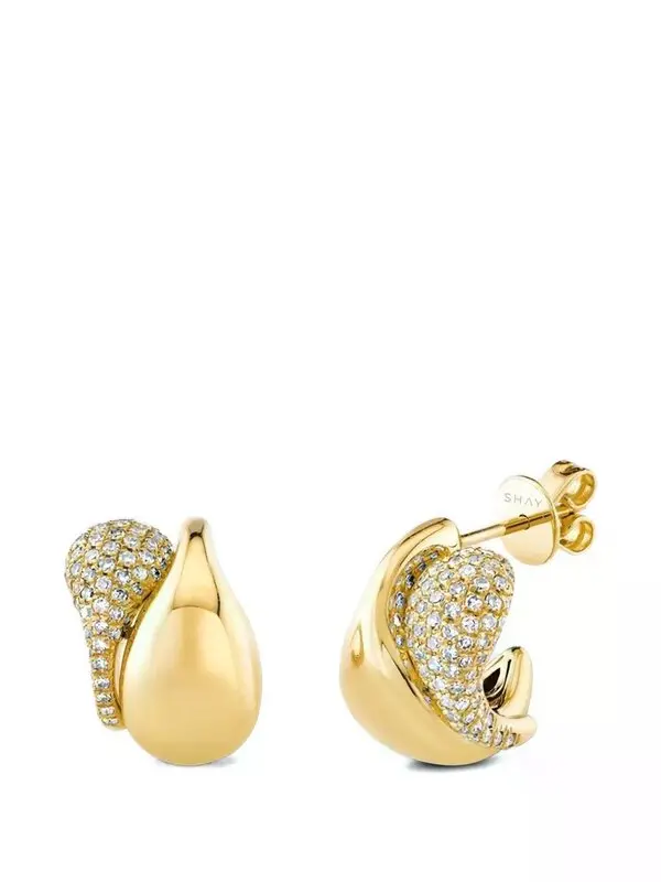 Shay Diamond Double Teardrop Huggie Earrings - Gold