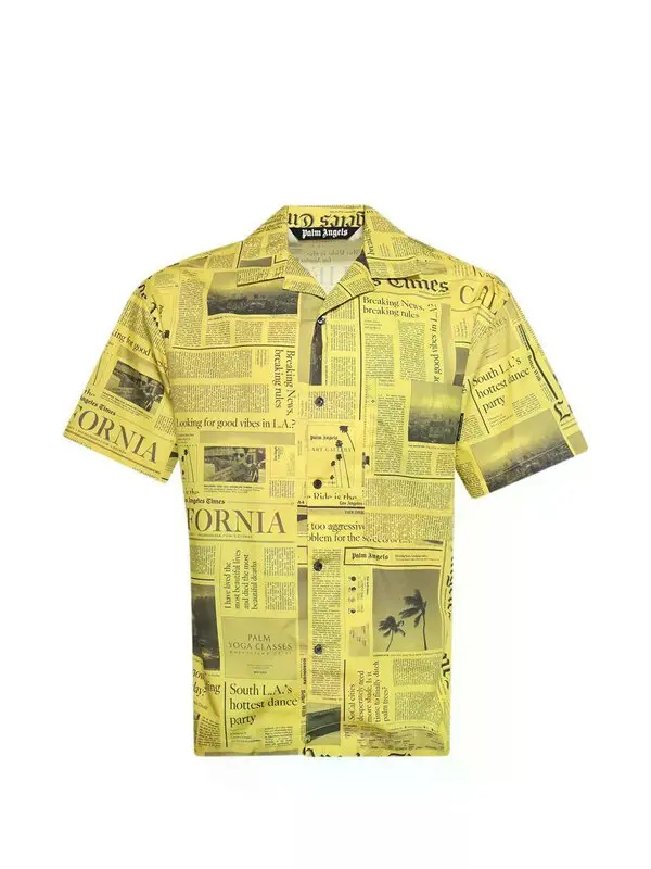 Palm Angels X La Times Newspaper Short-sleeve Shirt - Yellow