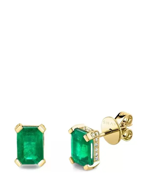 Shay Emerald Stud Earrings - Gold