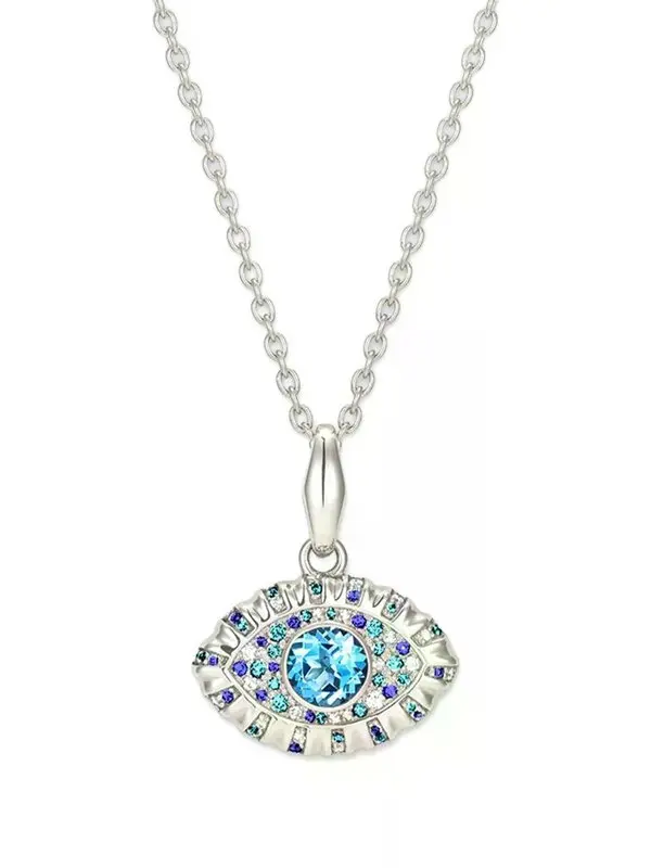 NEVERNOT Diamond And Topaz Eye Pendant Necklace - Silver