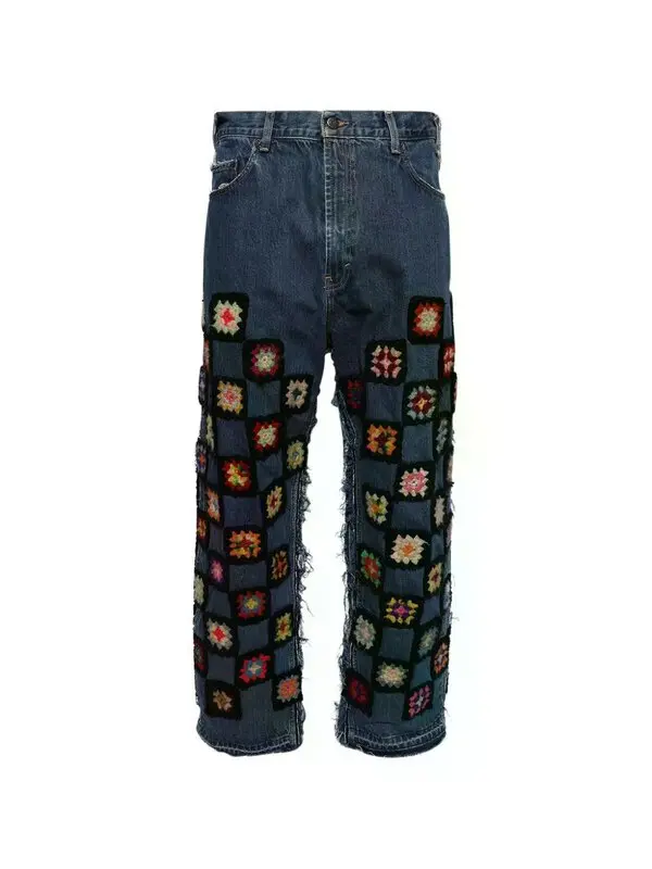 NIGEL XAVIER Crochet Checkerboard Jeans