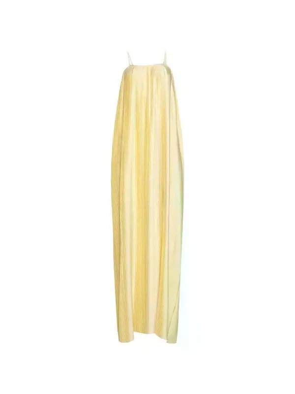 DIMA AYAD Spaghetti Strap Pleated Dress - Yellow