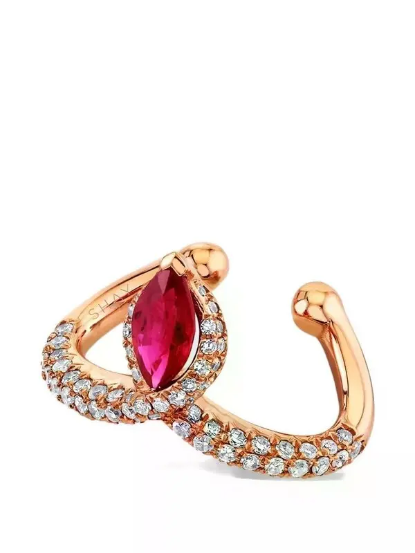 Shay Ruby And Diamond Chevron Ear Cuff - Pink