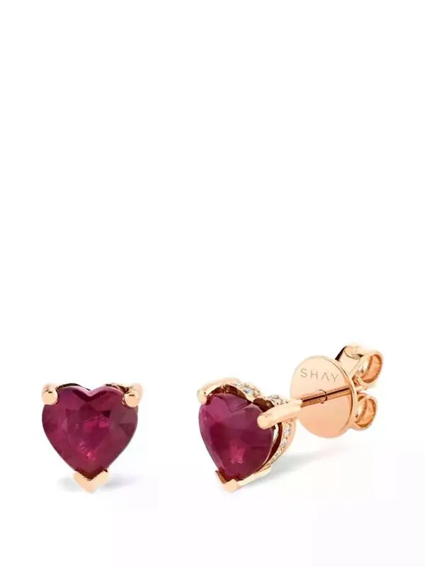 Shay Ruby Heart Stud Earrings - Pink