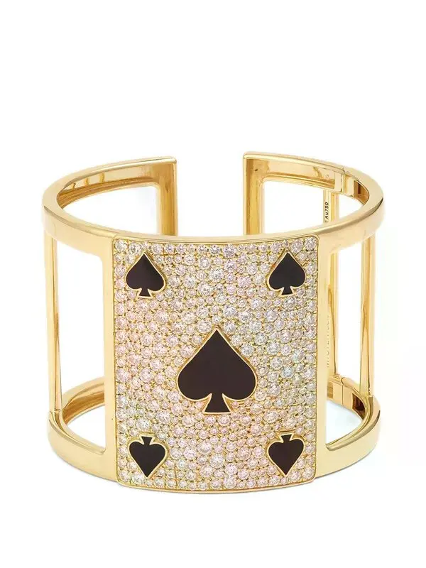 MYSTERYJOY Diamond Lacquer Open Cuff Bracelet - Gold