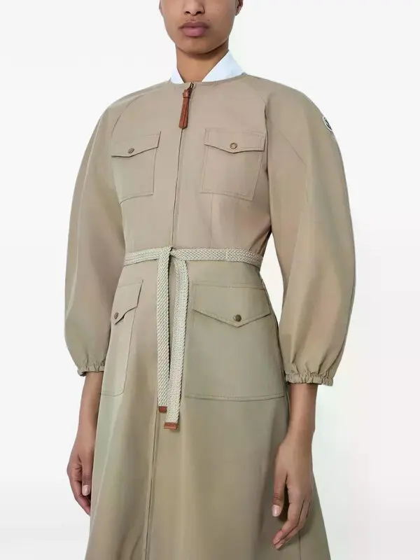 Moncler Pleated Poplin Midi Dress - Neutrals