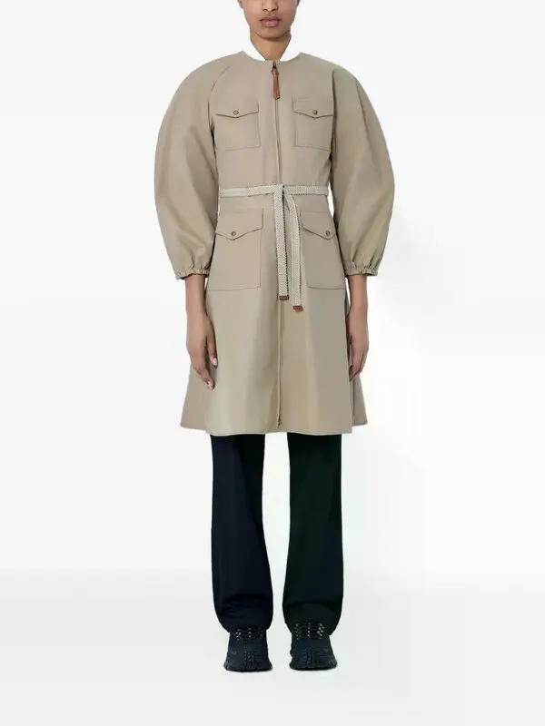 Moncler Pleated Poplin Midi Dress - Neutrals