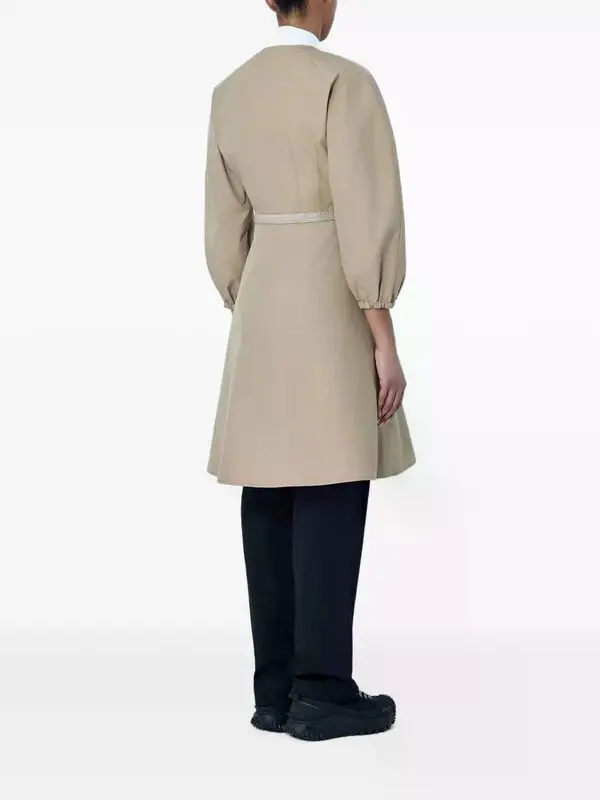 Moncler Pleated Poplin Midi Dress - Neutrals