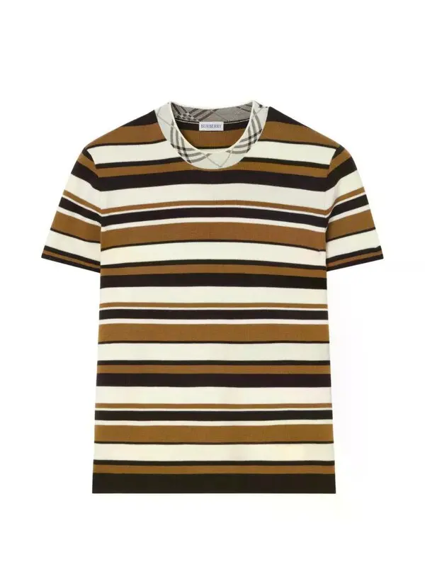 Burberry Striped Wool Blend T-shirt - Neutrals