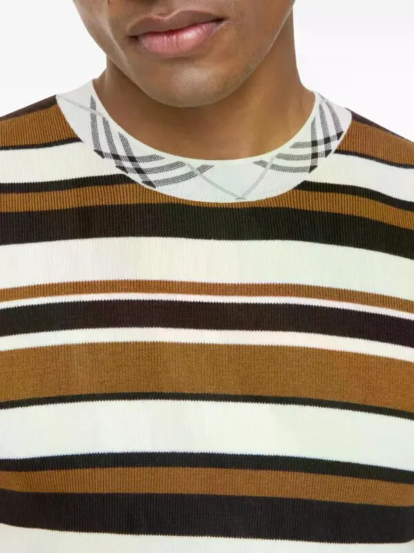 Burberry Striped Wool Blend T-shirt - Neutrals