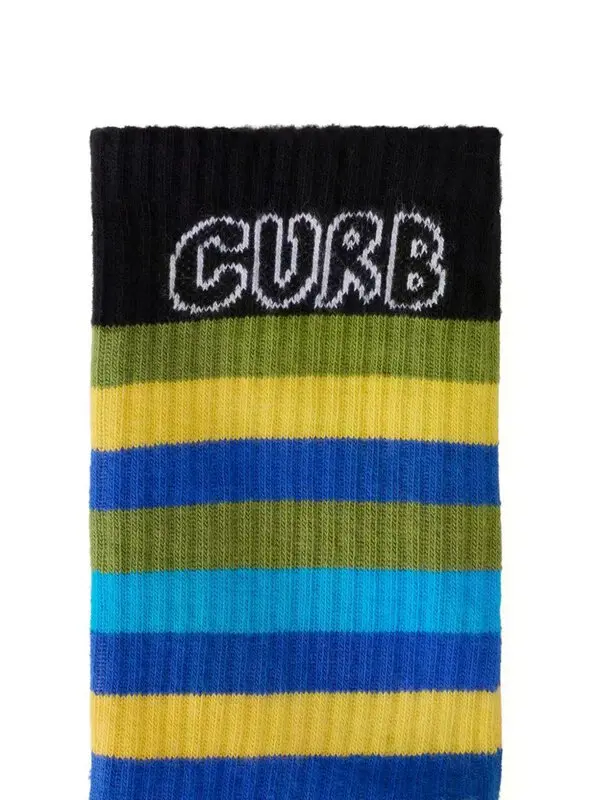 LANVIN Striped Socks With Lettering - Green