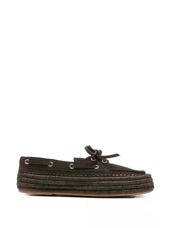 PALOMA BARCELO Tie-detail Boat Shoes - Brown