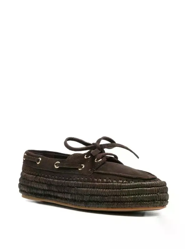PALOMA BARCELO Tie-detail Boat Shoes - Brown