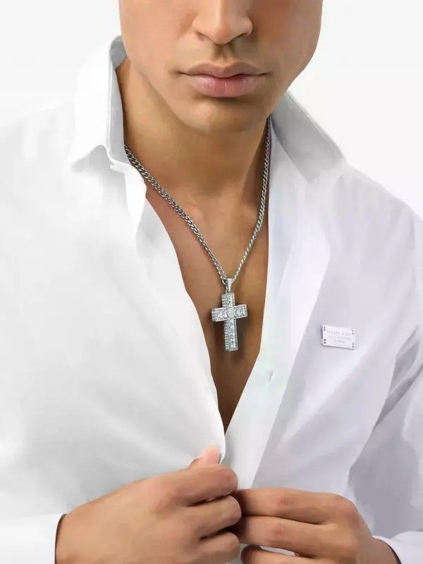 Philipp Plein Crucifix Crystal Necklace