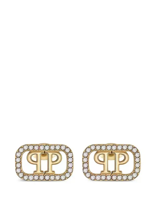 Philipp Plein Lettering Crystal Stud Earrings - Gold