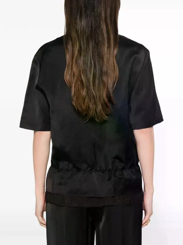 TOTEME Satin V-neck Blouse - Black