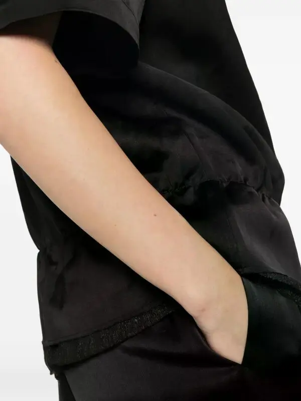 TOTEME Satin V-neck Blouse - Black