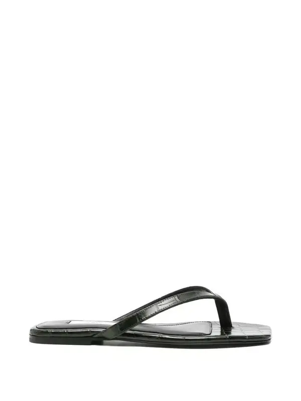 TOTEME Croco-embossed Flip Flops - Green