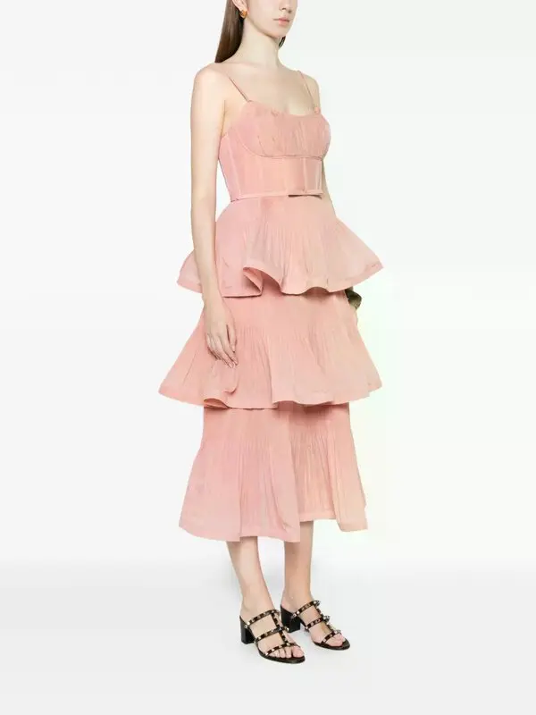 Zimmermann Tiered Pleated Midi Dress