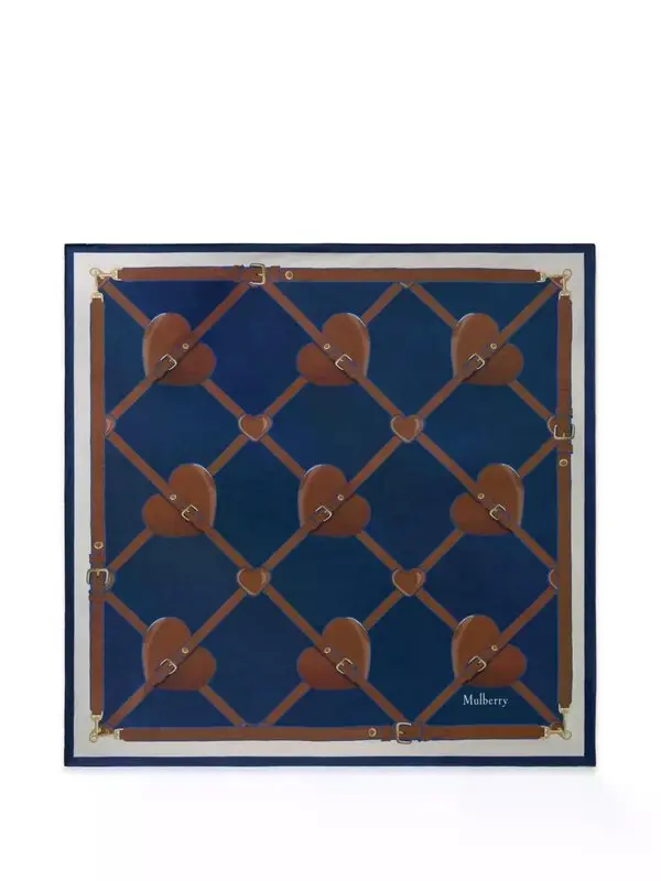 Mulberry Heart Pockets Buckle-print Scarf - Blue