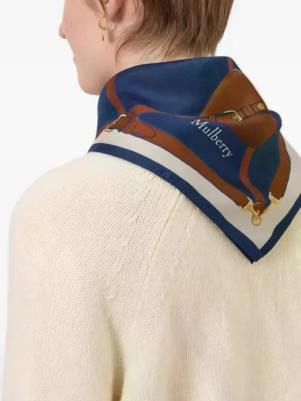 Mulberry Heart Pockets Buckle-print Scarf - Blue