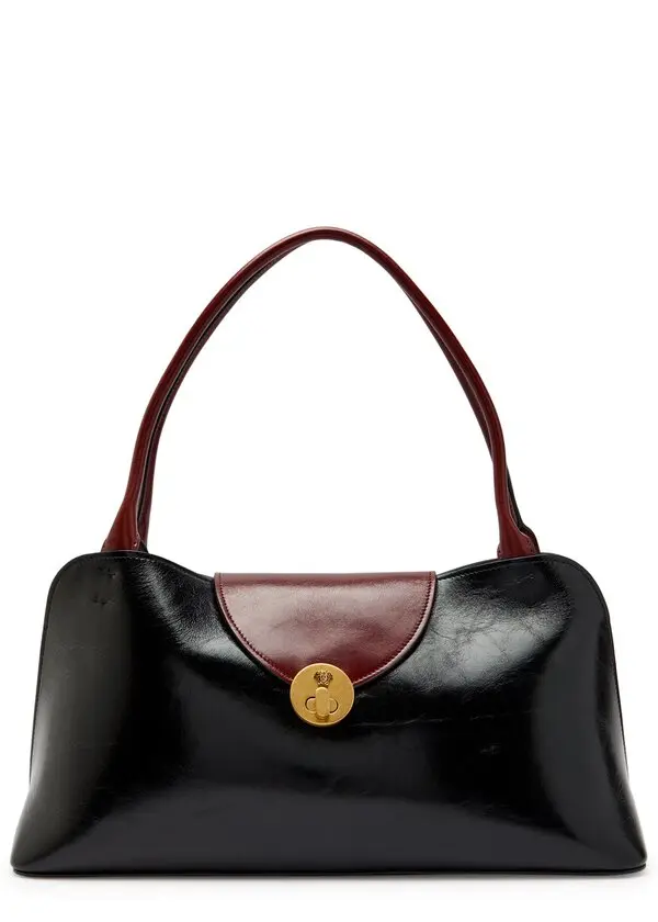 Versace Glossed Leather Shoulder Bag