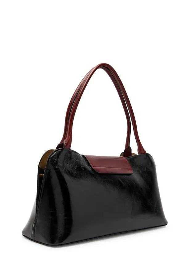 Versace Glossed Leather Shoulder Bag