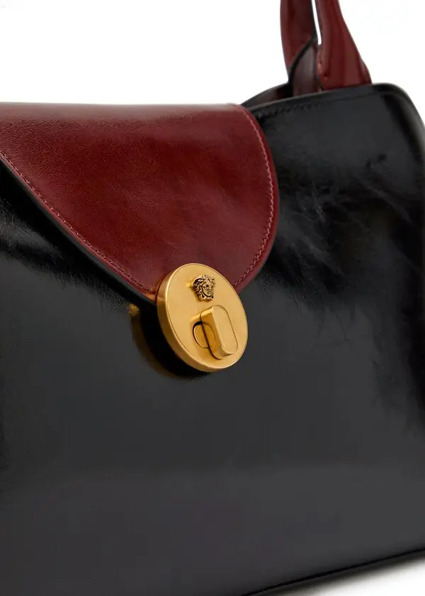 Versace Glossed Leather Shoulder Bag